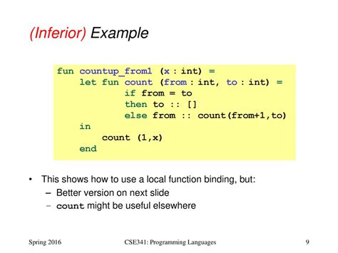 Cse341 Programming Languages Lecture 3 Local Bindings Options