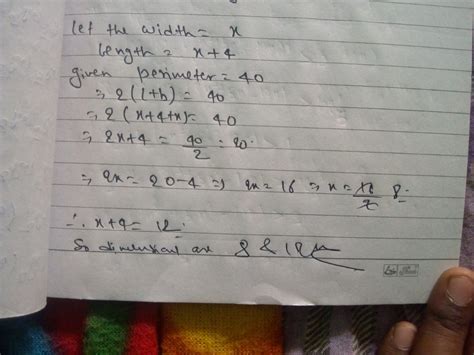 3 The Length Of A Rectangle Exceeds Its Width By 4 Mathrm { M } If Its Perimeter Is Here