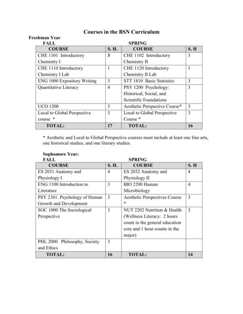 Bsn Curriculum Nursing Course Requirements And Credits