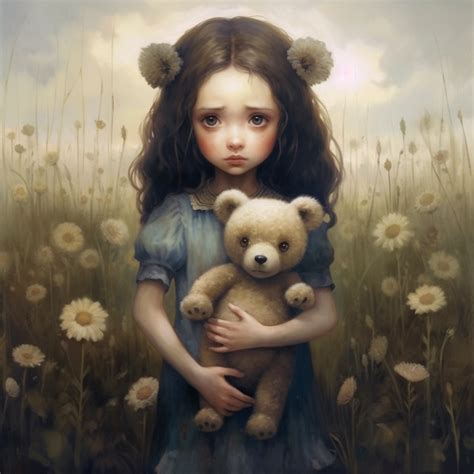 Иллюстрация Девочка в ромашках в стиле 2d книжная графика