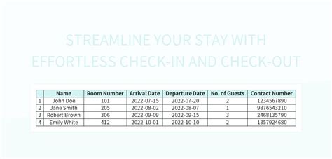 Streamline Your Stay With Effortless Check In And Check Out Excel
