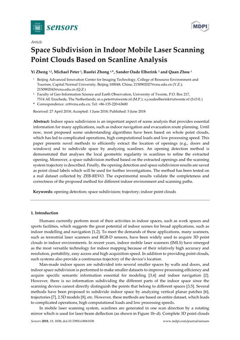 Pdf Space Subdivision In Indoor Mobile Laser Scanning Point Clouds Based On Scanline Analysis