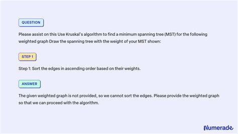 SOLVED Please Assist On This Use Kruskal S Algorithm To Find A Minimum