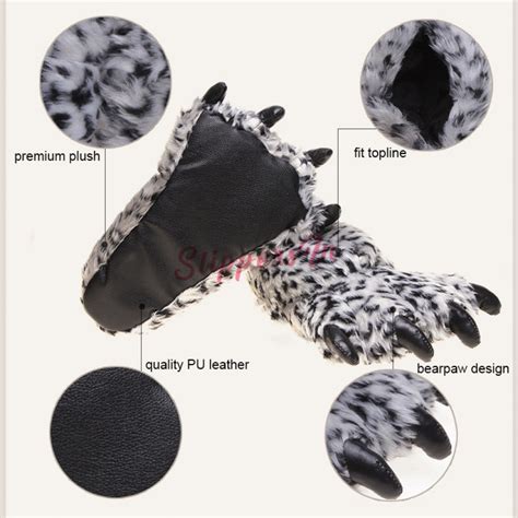 Bear Paw Slippers For Adults Leopard Print Bear Feet Slippers