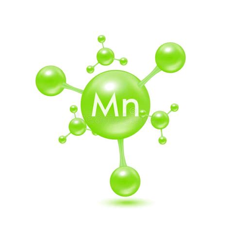 Manganese Mineral In The Form Of Atoms Molecules Green Glossy Manganese Icon 3d Isolated On
