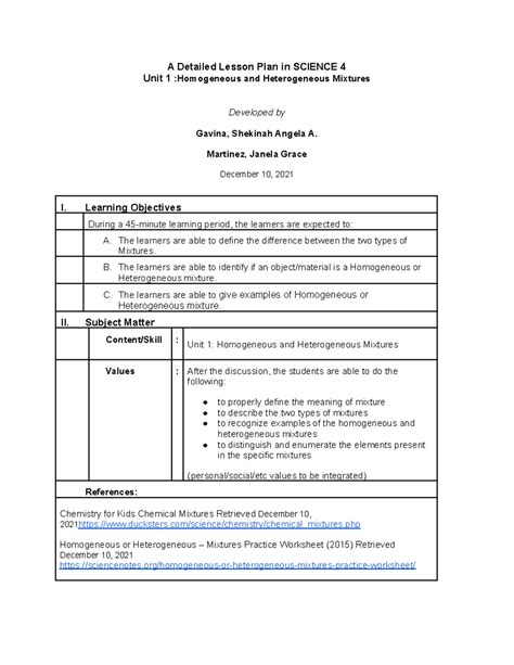 Science 4 Lesson Plan