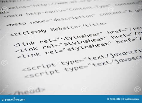 Page De Code De Html Photo Stock Image Du Technologie 12184812