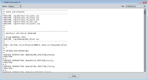 Simulation File Dialog — Openform User Guide