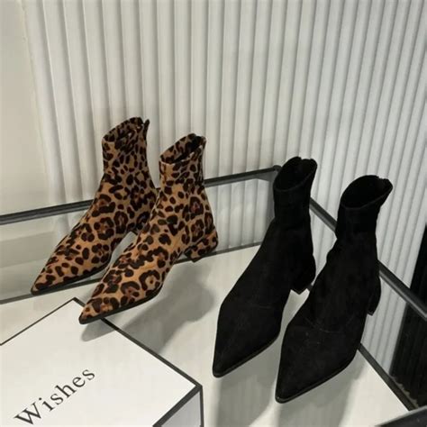 2024zippers Fashion Pointed Toe Women Ankle Boots With Low Heel Shoes