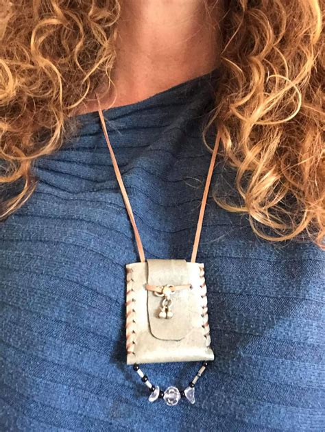 Handmade Leather Crystal Pouch Necklace Chakra Healing Amulet Etsy