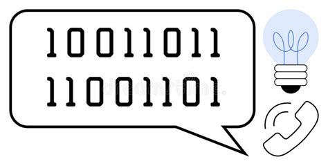 Binary Code In Speech Bubble With Light Bulb And Phone Elements