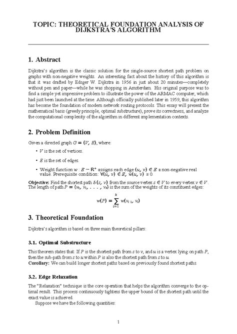 Dijkstras Algorithm Analysis Theoretical Foundations And Proofs Studocu