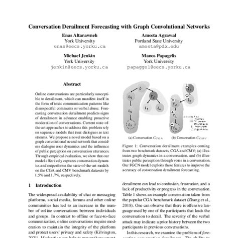 Conversation Derailment Forecasting With Graph Convolutional Networks Acl Anthology