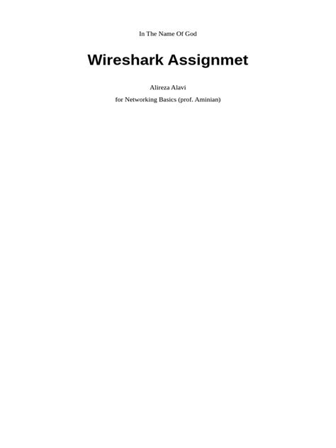 Wireshark Assignment Pdf Internet Computer Networking