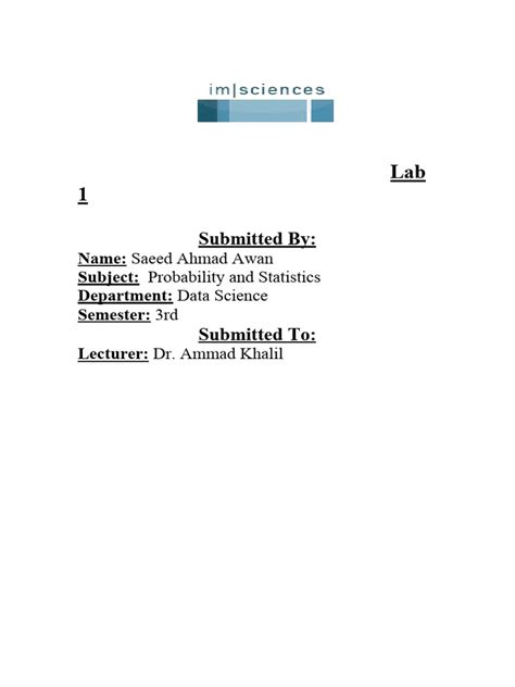 Lab 1 Saeed Pdf Computer Programming Statistics