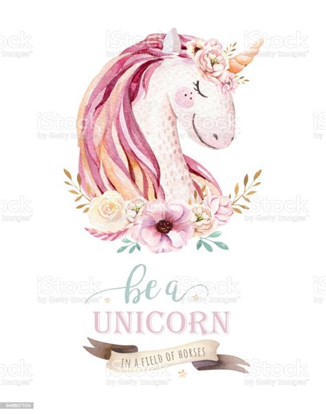 꽃 클립 아트 귀여운 수채화 유니콘 고립 보육 유니콘 그림입니다 공주 레인 보우 포스터입니다 유행 핑크 만화 조랑말 말입니다 0명에 대한 스톡 벡터 아트 및 기타 이미지