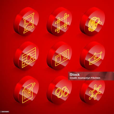 세트 라인 오래된 모래 시계 감옥 창 지문 죄수 식별 배지 앵무새 문서 및 펜과 수갑 아이콘경찰 모자 벡터 3차원 형태에 대한 스톡 벡터 아트 및 기타 이미지 Istock