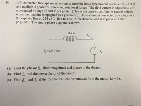 solved a y connected three phase synchronous machine has a