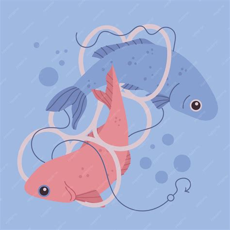 손으로 그린 바다 플라스틱 오염 그림 무료 벡터