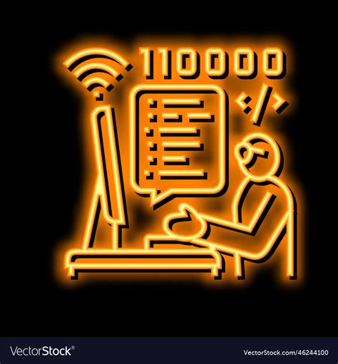 Developer Freelance Neon Glow Icon Royalty Free Vector Image