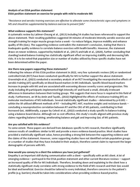 Analysis Of An Essa Position Statement Pdf