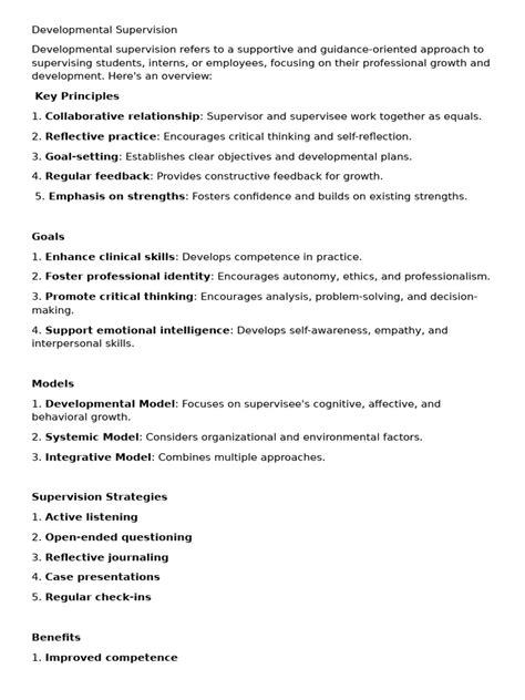 Developmental Supervision Overview Pdf Mentorship Goal Setting