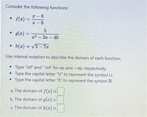 Solved Consider The Following Functions 8 F X 2 8 D 5 Chegg Com