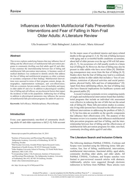 Pdf Influences On Modern Multifactorial Falls Prevention
