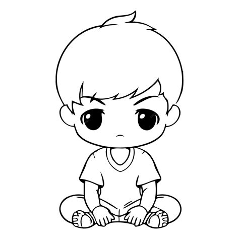 Милый маленький мальчик сидит на полу и плачет Премиум векторы