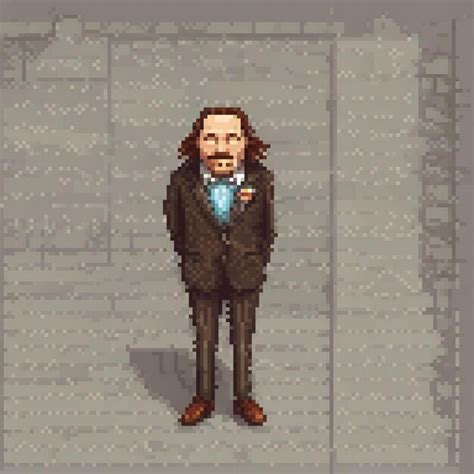 Retrostyle Pixel Art Of A Gentleman In A Sharp Suit And Tie Premium
