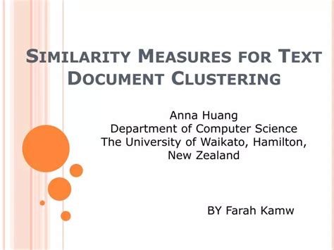 Ppt Similarity Measures For Text Document Clustering Powerpoint