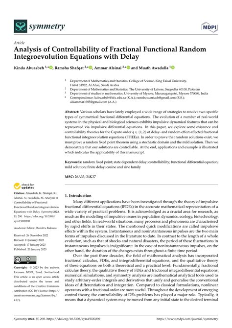Pdf Analysis Of Controllability Of Fractional Functional Random Integroevolution Equations