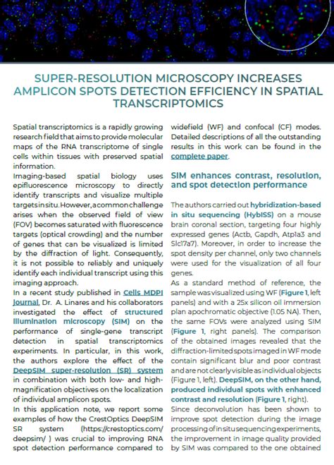 Super Resolution Microscopy Increases Amplicon Spots Detection Efficiency In Spatial