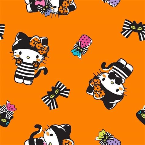 Download Hello Kitty Halloween Pattern Wallpaper