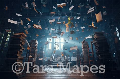 Wizard Classroom Digital Backdrop Classroom With Floating Books Wizard Digital Background