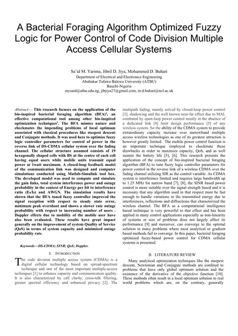 Pdf A Bacterial Foraging Algorithm Optimized Fuzzy Logic For Power