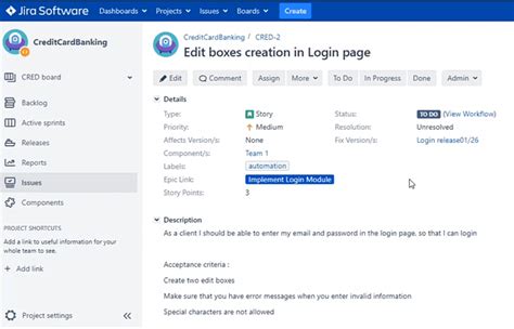 creating subtasks and defining acceptance criteria in jira for user
