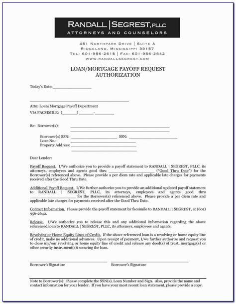 Payoff Statement Template Word