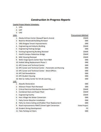 FREE Construction Progress Report Samples In PDF MS Word