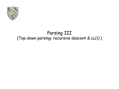 Ppt Parsing Iii Top Down Parsing Recursive Descent And Ll1 Powerpoint Presentation Id