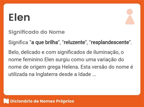 Significado Do Nome Elen Dicionário De Nomes Próprios