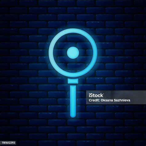 벽돌 벽 배경에 격리 빛나는 네온 프라이팬 아이콘 튀김 또는 구운 음식 기호 벡터 일러스트레이션 강철에 대한 스톡 벡터 아트 및 기타 이미지 Istock