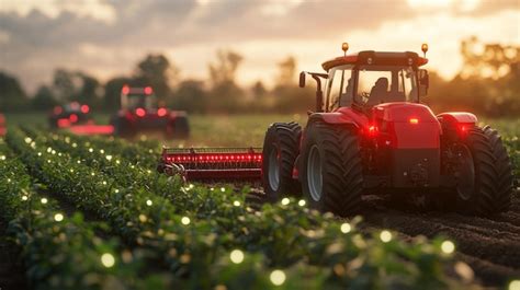 Aicontrolled Autonomous Farming Vehicles Tractors And Harvesters Operating Autonomously In A