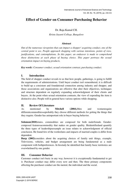 Pdf Effect Of Gender On Consumer Purchasing Behavior