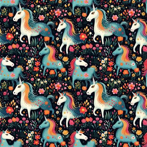 Premium Photo Cute Unicorns Naive Art Seamless Pattern
