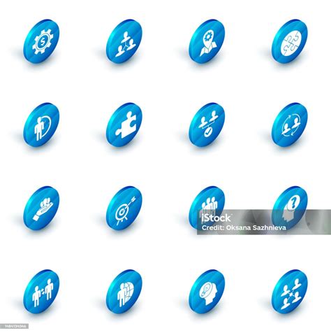 프로젝트 팀 기반 위치 작업 퍼즐 조각 시간 관리 인적 자원 및 아이콘을 설정합니다 벡터 3차원 형태에 대한 스톡 벡터 아트 및