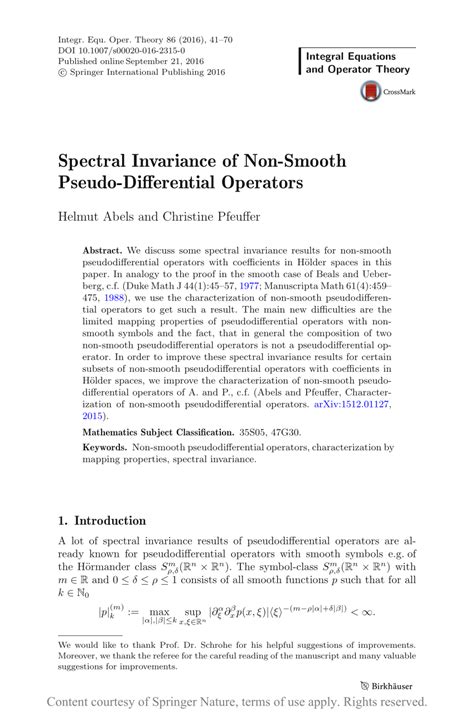 Spectral Invariance Of Non Smooth Pseudodifferential Operato Request Pdf