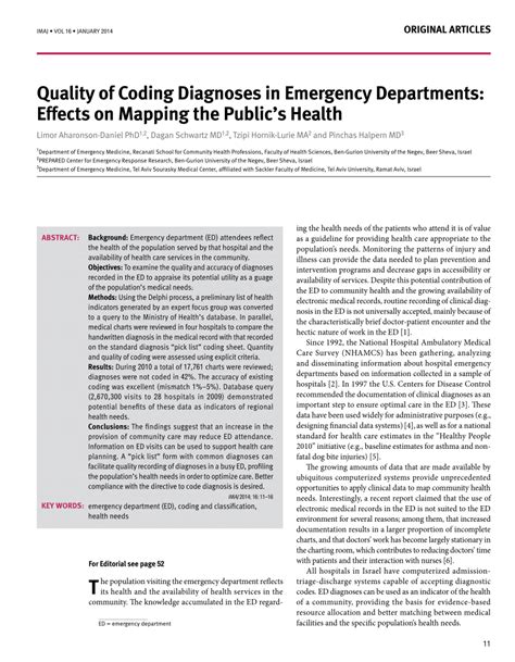 Pdf Quality Of Coding Diagnoses In Emergency Departments Effects On
