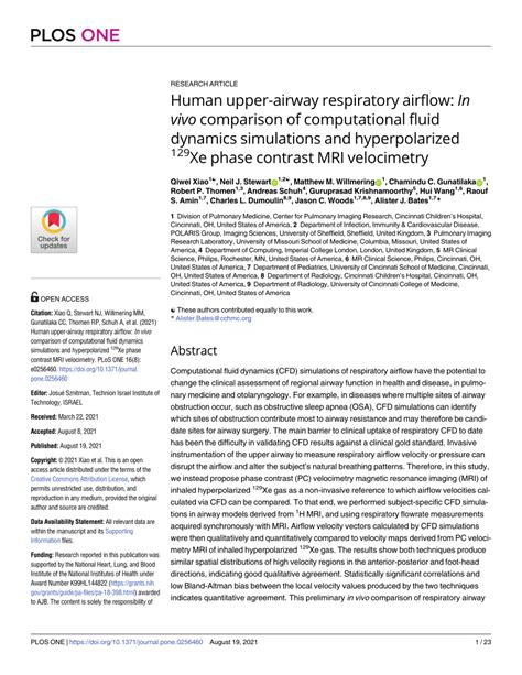 Pdf Human Upper Airway Respiratory Airflow In Vivo Comparison Of Computational Fluid Dynamics