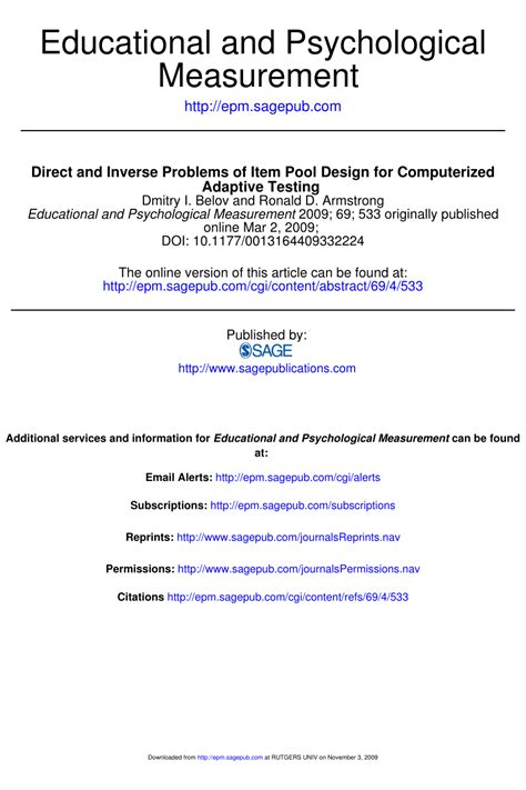 Pdf Direct And Inverse Problems Of Item Pool Design For Computerized
